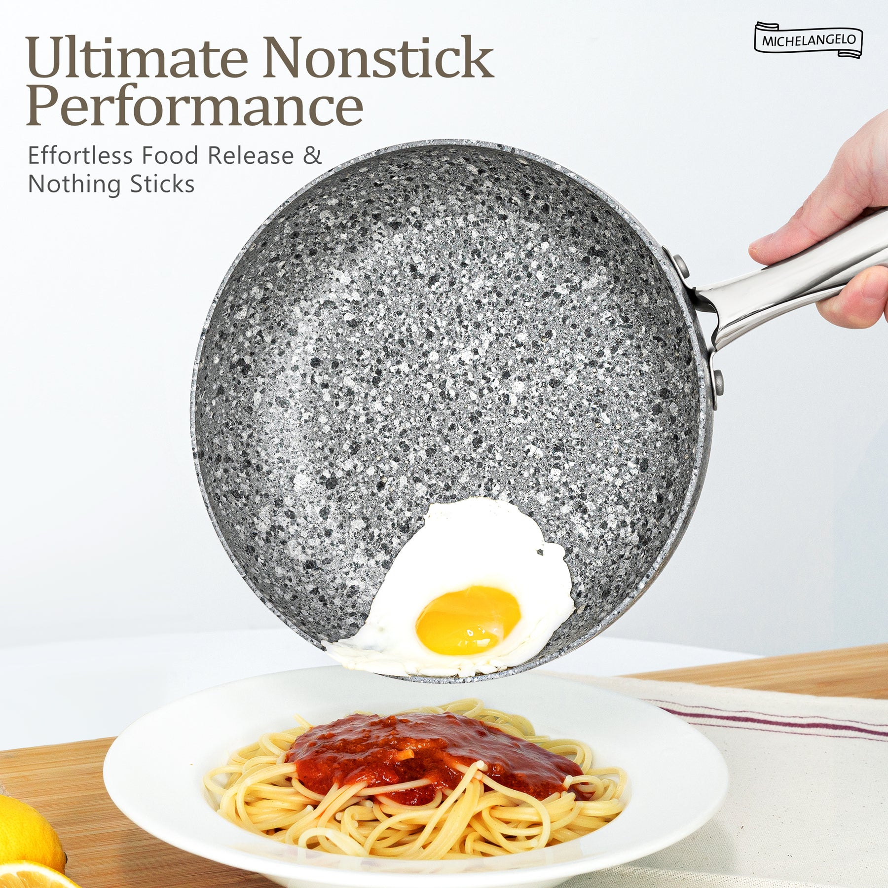 MICHELANGELO Cookware Set 10 Piece, Ultra Nonstick Pots and Pans Set w ...