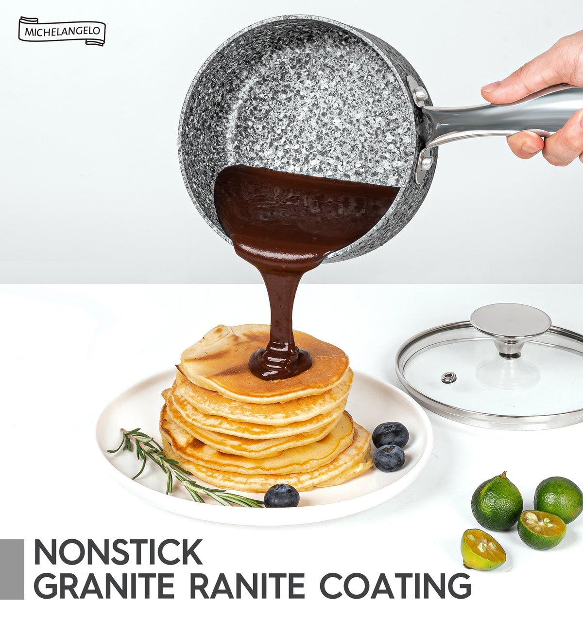 MICHELANGELO Saucepan Set with Lid, 1Qt & 2Qt Nonstick Sauce Pan Set ...